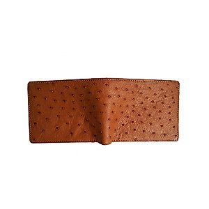 Rodomus Men's Genuine Ostrich Skin Leather Wallet - RFID blocking Brown