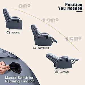 hzlagm Recliner Chair for Adults, Manual Recliner with Micro Leather, Single Sofa Chair, Easy to Operate Footrest & Headrest, Small Recliner Chair for Small Spaces- Pale Sky