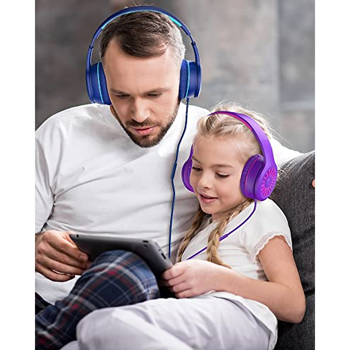 ELECDER i37 Kids Headphones & i45 Wired Headphones with Mic - Foldable Adjustable 3.5mm Jack On Ear Headphones for School Kids Smartphones Computer Kindle Tablet Children Girls Boys Teens Green&Blue