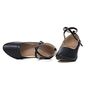 TINRYMX Latin Dance Shoes Women Closed Toe Character Tango Salsa Shoes Ballroom Dance Pumps, Black, US 9