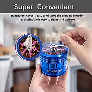 VRUPINZE Grinder with Handle - 2.5 inch Hand Cranked large grinder, Blue