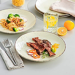 vancasso Navia Nature Dinner Plate Set of 4, Stoneware Vintage Look Cream Dinnerware Tableware, 10.5 Inch Snack/Salad/Fruit/Side Plate