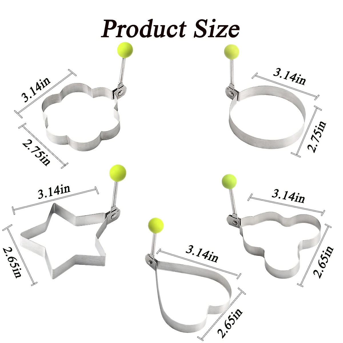 Fried egg model for Cooking, Egg Ring Molds, 5Pcs Fried Egg Stainless Steel Mold Ring for Kitchen breakfast