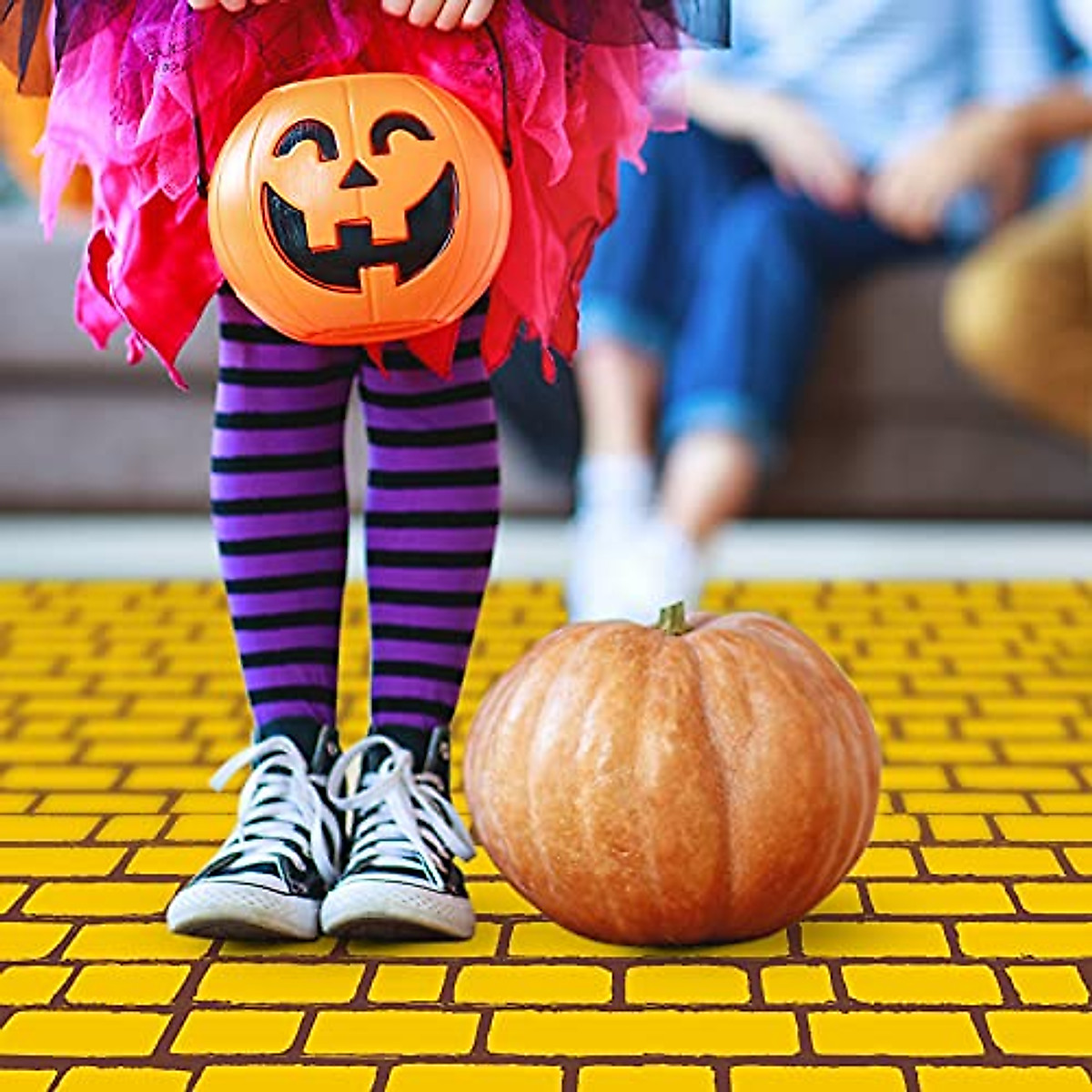 4.5 x 9 Feet Yellow Brick Road Runner Novelty Aisle Floor Runner Brick Wall Backdrop, Princess Decorations Party Supplies for Halloween Cosplay Party (3 Pieces)