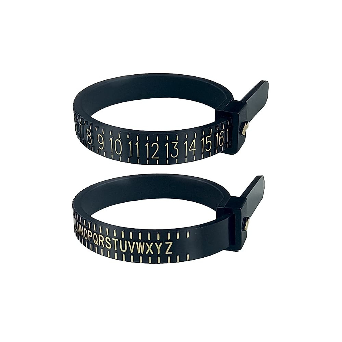 TANJIN Black US UK Ring Sizer Measuring Tool Plastic Finger Sizer Ring Gauge Measuring Tool Belt for Measuring Wedding Rings Proposal Rings 2 PCS