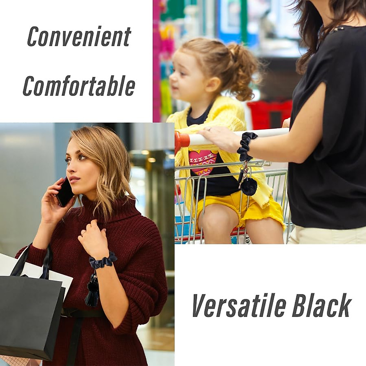 SAM & LORI Wristlet Keychain for Women Bracelet Gift Circle Car key Ring Wrist Holder Strap Mom Mothers Day Wristband Bangle Black Leopard Cheetah Bulk Mama Cow Gold Cute Stretchy Scrunchie Birthday