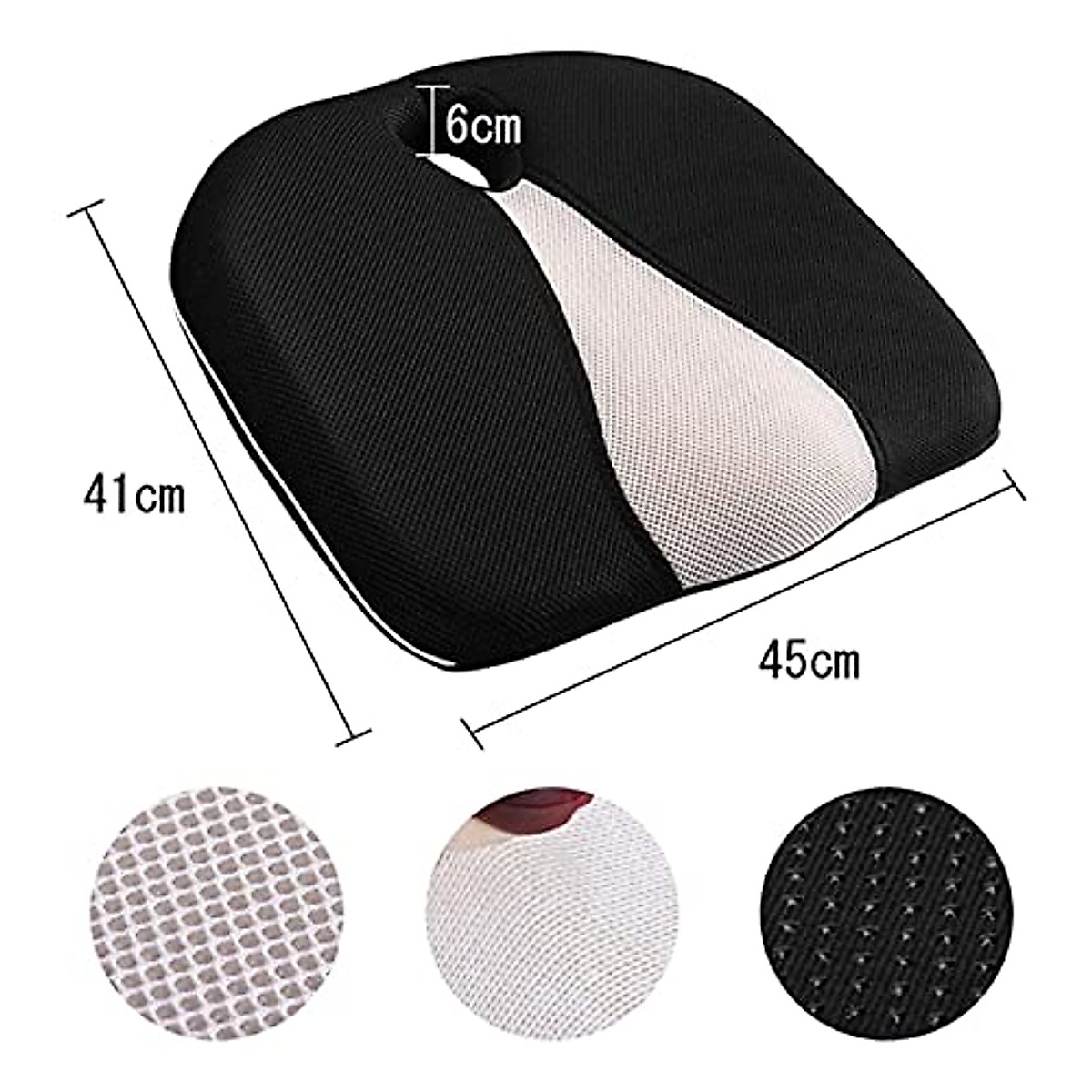 HHWKSJ Seat Cushion Pillow for Office Chair - 100% Memory Foam Firm Coccyx Pad - Tailbone, Sciatica, Lower Back Pain Relief - Contoured Posture Corrector for Car, Wheelchair, Computer and Desk Chair