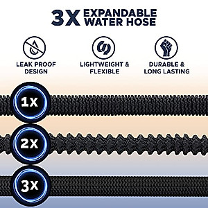 Morvat Expandable Garden Hose Water Pipe Garden Hose Sprayer Flex Hose-Lightweight No-Kink Flexible Collapsible Hose Premium Fabric 5500D 3/4" Solid Brass Fittings Built-in Quick Shut-Off Valve 150 FT