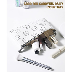 FERYES Cute Cat Silicone Makeup Bag for Travel, Cosmetics Bag for Makeup Brush & Essential Makeup Tools, Make Up Zipper Pouch Gifts for Women - White