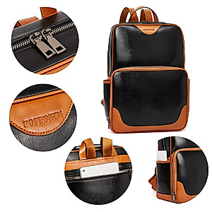 BOSTANTEN Genuine Leather 15.6 inch Laptop Backpack for Women Computer Bag College Casual Backpack