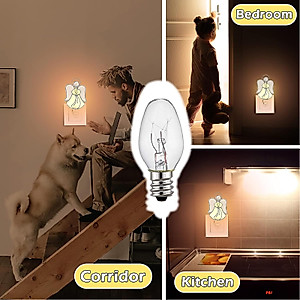 C7 Night Light Bulb 4 Watt,E12 Candelabra Base, 15 Lumens，Incandescent Light Bulb, Clear, Soft White - 12 Pack
