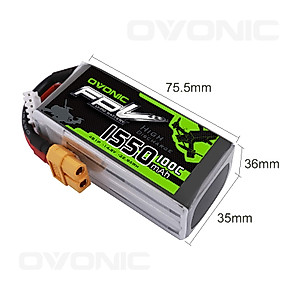 OVONIC 4S Lipo Battery 1550mAh 100C 14.8V Lipo with XT60 Plug for FPV Racing RC Quadcopter Helicopter Airplane Multi-Motor Hobby DIY Parts