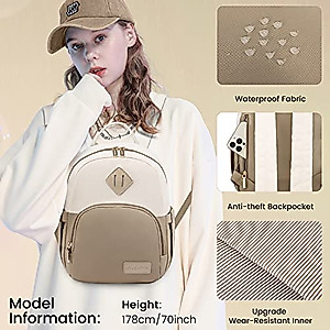 LOVEVOOK Mini Backpack Purse for Women, Small Fashion Backpack, Lightweight Cute Daypack for Travel Dating Khaki-Cream