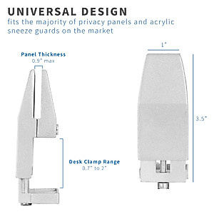 VIVO Universal Privacy Panel/Acrylic Sneeze Guard Desk Clamps, Clamps Only, Fits Desks up to 2 inches Thick, Pack of 2, Silver, PP-CP-01S