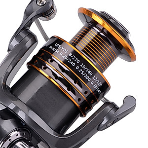 PLUSINNO HongYing Series Fishing Reels Spinning Freshwater Saltwater with 5.2:1 Gear Ratio Metal Body Left/Right Interchangeable Collapsible Handle Spinning Fishing Reel(Fishing Reel)