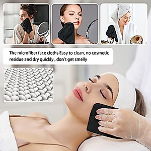SINLAND Microfiber Makeup Remover Cloths Reusable Face Towel Soft Facial and Skin Care Wash Cloth 9.8Inchx9.8Inch 6 Pack Black