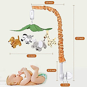 CLYMENE Safari Animals Baby Musical Crib Mobile - Jungle Animals Mobile for Crib with 12 Lullabies for Baby Boys and Girls | Safari Nursery Decor