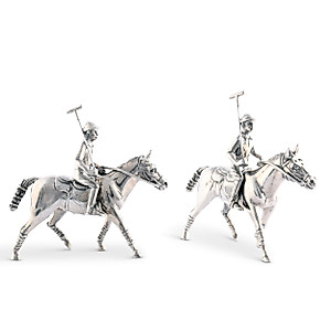 Vagabond House Pewter Polo Horse Player Salt & Pepper Shakers Set 5.75 inch Tall