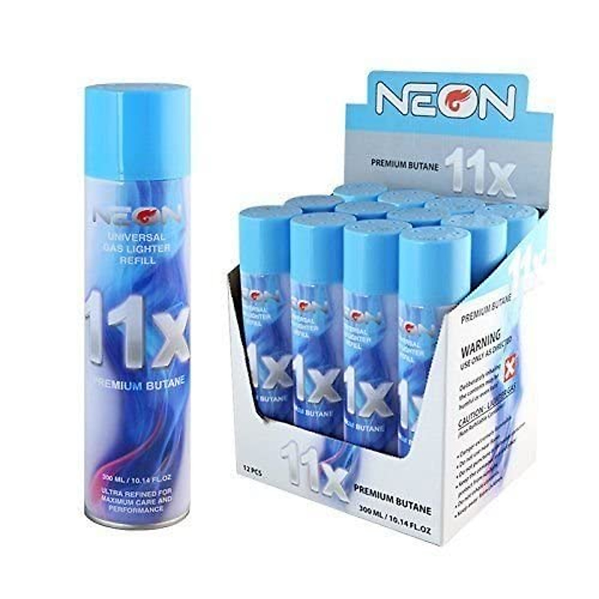 Twelve (12) Cans of Neon 11x Ultra Refined Butane Fuel Lighter Refill Gas