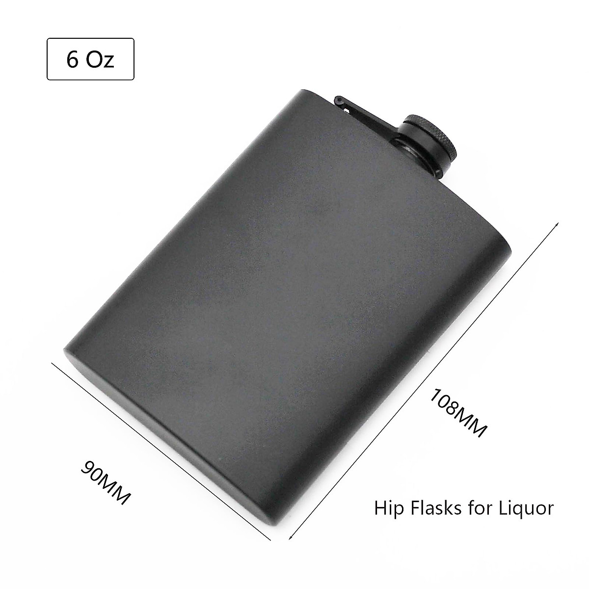 COOAK 3 Pack Hip Flasks for Liquor, Stainless Steel Leakproof Thin Flasks, 6 Oz, 8 Oz, 12 Oz with Funnel（Black）