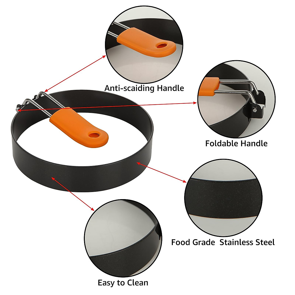 YOUNTHYE 9PCS Egg Rings for Griddle 4,6,8 Inch Pancake Ring Set Omelette Ring for Griddle with Silicone Handle Round Egg Cooker Ring Non-stick Stainless Steel Egg Rings for Breakfast Omelette Sandwich