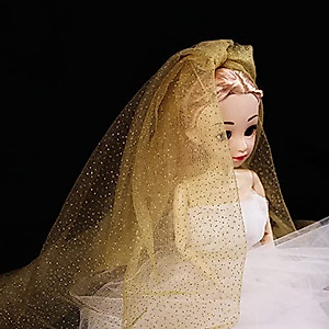 SHAYUAN 60" x 8 Yards Glitter Tulle Fabric Rolls for Bridal Veil Tutu Skirts Tulle Bolt Ribbons DIY Sewing Crafts Wedding Arch Bridal Showers Decoration Photography - Gold