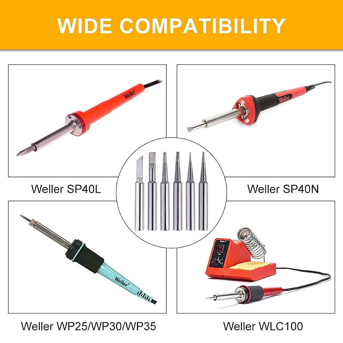 6PCS Soldering Tips for Weller ST Series Tip Replace Weller ST7 WLC100,SP40L / SP40N and WP25, WP30, WP35 Irons Tips