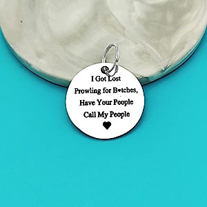 Funny Pet ID Tag Dog Tag Cat Tag Pet Collar Tag Pet Owner Gift I Got Lost Prowling Have Your People Call My People Keychain Puppy ID Tag for Dog Cats Owner