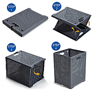 Eslite 42L Collapsible Plastic Laundry Baskets,Foldable Laundry Hamper,Pack of 2 (Grey)