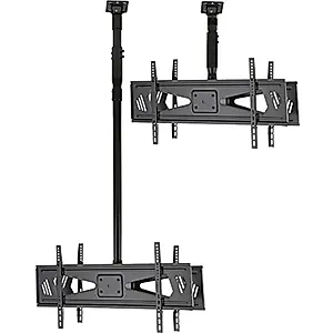 Displays 2go Dual Sided Ceiling TV Mount for 37" to 70" Flat Screen Monitors, Height Adjustable, Steel (Black)