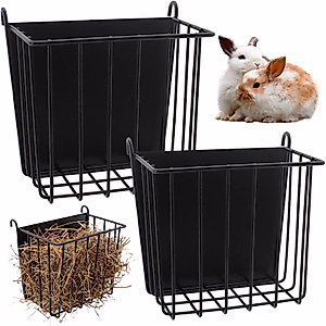 2PCS Rabbit Hay Feeder with Heavy-Duty Metal Frame Hay Holder，for Bunny, Guinea Pigs,Chinchillas-6.9x4.7x6.6 inch……