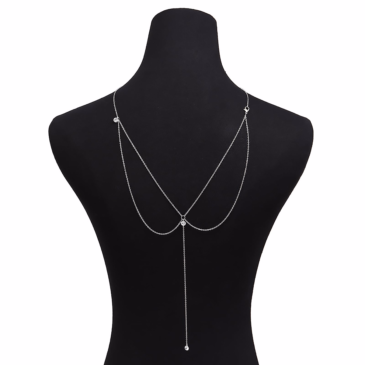 Dcfywl731 Stocking Stuffers Holiday Outfits for Women 2024 Rhinestone Back Necklace Gold Chain Backdrop for Wedding Brides Jewelry Necklace for Backless Dress for Women Backdrop Necklace