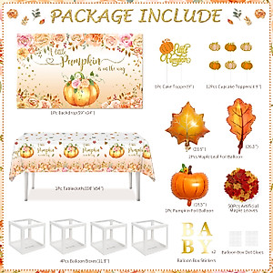 Little Pumpkin Fall Baby Shower Party Decorations Thanksgiving Party Decorations Autumn Pumpkin Party Supplies with Pumpkin Balloons Garland Arch Kit Baby Balloon Boxes Backdrop Thanksgiving Decor