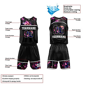 Custom Basketball Jersey for Men Women Adult Youth Print Name Number Logo (Black-Starry Sky)