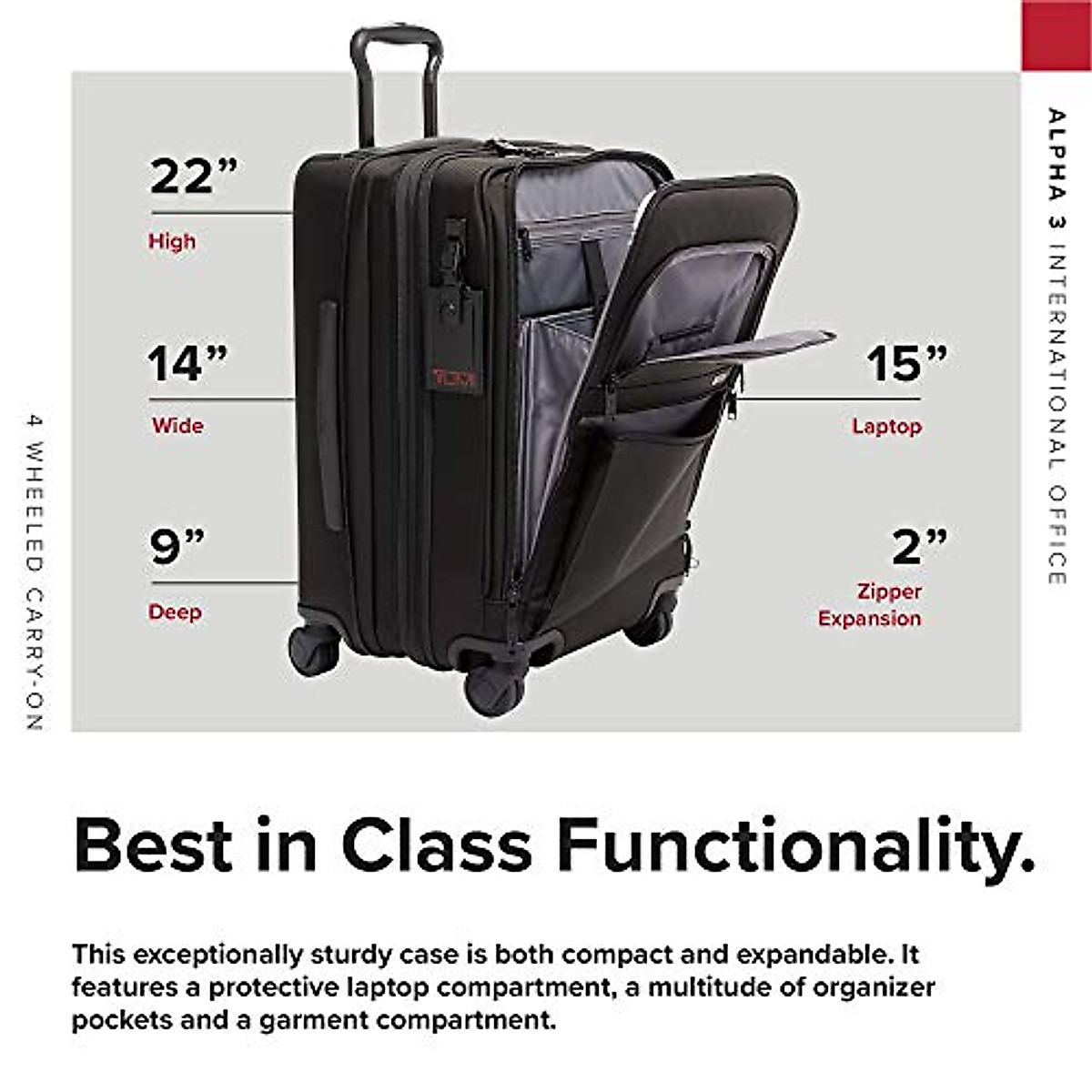 TUMI Alpha 3 International Office 4 Wheeled Carry-On Black One Size