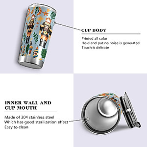 Yasala Christmas Tumbler Nutcrackers Soldier Candle Golden Insulated Coffee Cup Beverage Container Office Travel Mug with Straw and Lid 20oz Holiday Back to School New Year Gift