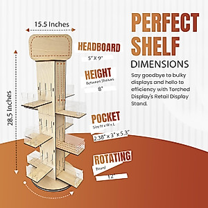 4-Sided Rotating Display Stand - Stationary, Greeting Cards, Stickers, Postcards, Coasters, Napkins - Heavy-Duty, Smooth Rotation, Easy to Assemble, Craft Shows, Trade Shows, Farmers Markets (Natural)
