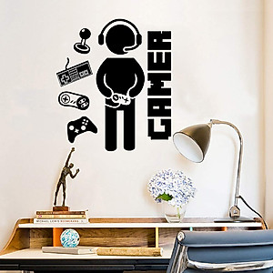 SITAKE Game Room Decor, “Gamer” Boys Room Decorations for Bedroom, Kids Wall Decor and Wall Stickers for Playroom, 19.7 × 22.0 Inch