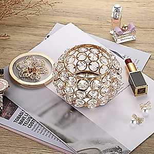 Hipiwe Crystal Jewelry Box with Glass Lid Small Trinket Organizer Mirrored Treasure Box Ring Holder Earrings Necklace Storage Box Keepsake Gift Box for Home Dresser Decor, Gold