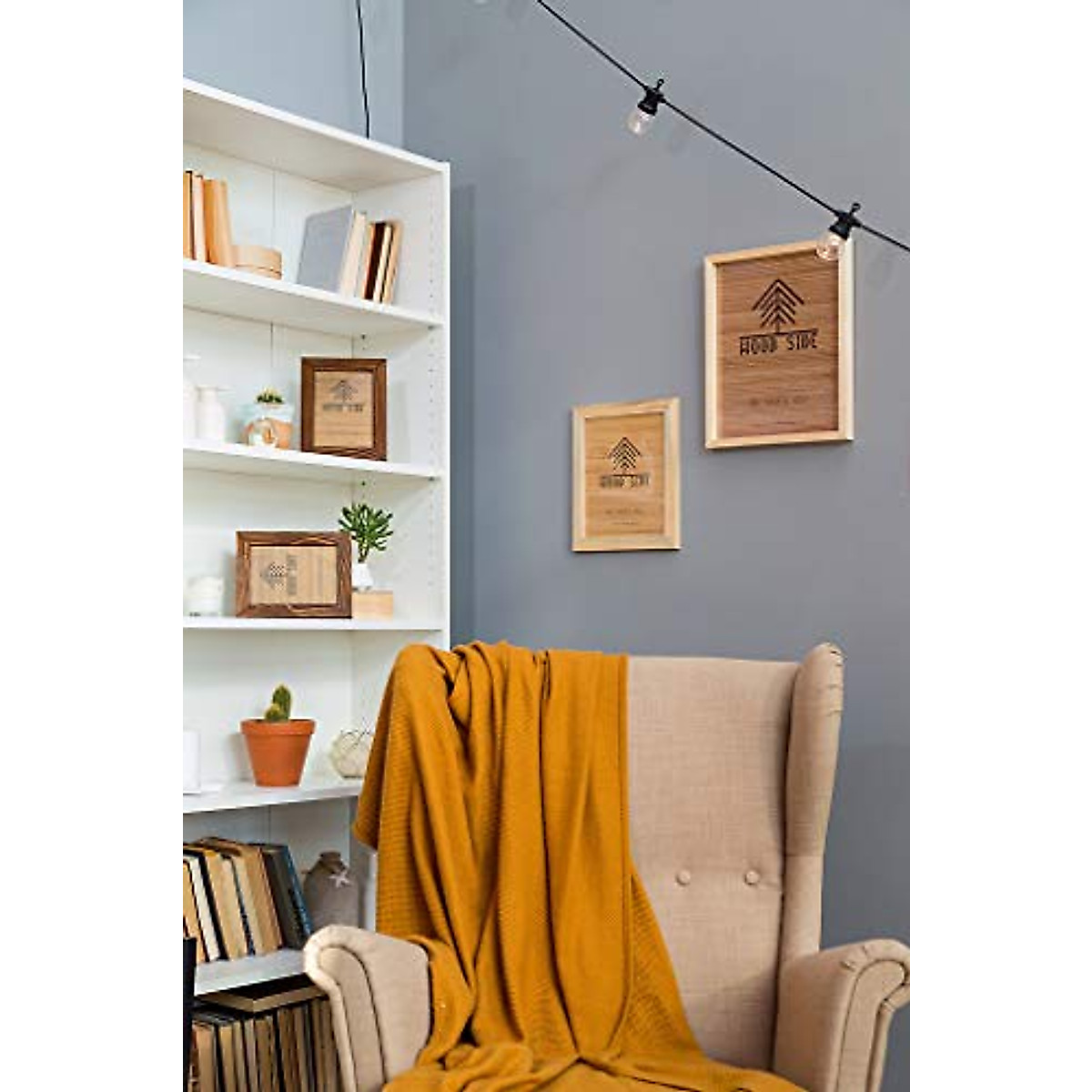 Wood Side Wooden Poster Picture Frame 16x20-100% Natural Eco Unfinished Solid Pine Wood with Thick Borders for Wall Mounting Photo Frame