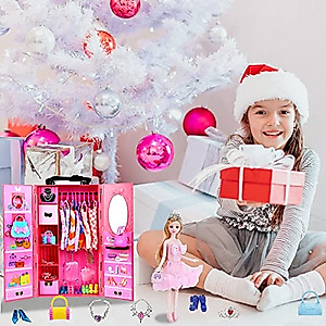 98 Pack Doll Clothes and Accessories with Closet Wardrobe DIY Playset for 11.5 Inch Doll Including Wedding Dress Fashion Dress Casual wear Swimsuit Shoes Hangers Necklace Bags (11.5inch)