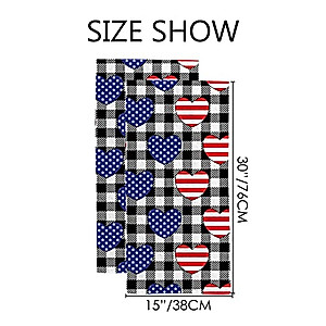 BVOGOS Bath Hand Kitchen Towels Love America Heart Washcloth 2 Pack Absorbent Patriotic Independence Day 4th July Towel