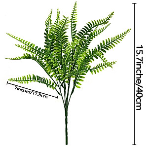 Beebel Artificial Shrubs 4 Bunches Artificial Boston Fern Plants Greenery Bushes Flower for House Office Garden Indoor Outdoor Decor
