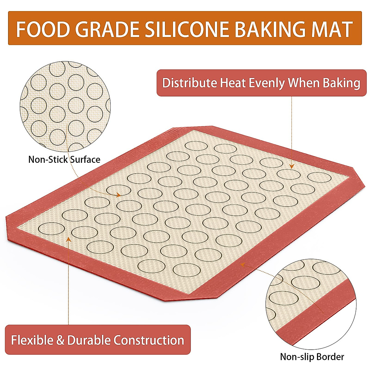 Baking Sheet with Silicone Mat Set of 4 [2 Sheets + 2 Mats], Deedro Stainless Steel Cookie Sheet Baking Pan with Silicone Baking Mat, 9 x 7 x 1 Inch, Non Toxic, Heavy Duty, Easy Clean
