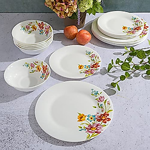 Gibson Home Ultra Break and Chip Resistant Dinnerware Set, Round: Service for 6 (18pcs), Red Floral