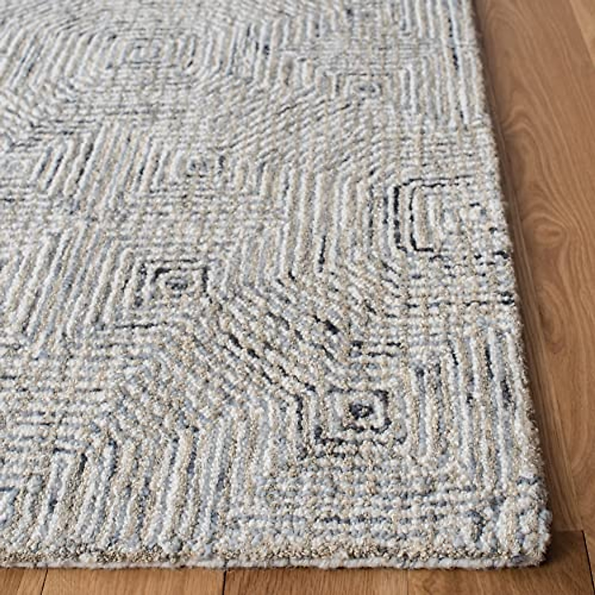 SAFAVIEH Aspen Collection Area Rug - 6' x 9', Grey & Beige, Handmade Boho Wool, Ideal for High Traffic Areas in Living Room, Bedroom (APN286F)
