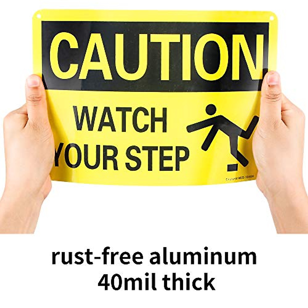 Enjoyist 2-Pack Safety Sign Caution Watch Your Step Sign, 10"x 7" .04" Aluminum Reflective Sign Rust Free Aluminum-UV Protected and Weatherproof