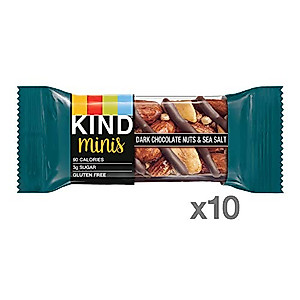 KIND Minis, Dark Chocolate Nuts & Sea Salt, Healthy Snacks, Gluten Free, Low Calorie Snacks, Low Sugar, 10 Count