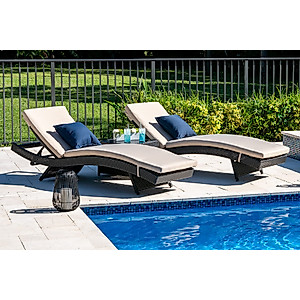 Bari 16-Piece Combination Outdoor Patio Furniture Set (L) in Espresso Brown w/Sofa Set, Eight-seat Dining Set, and Chaise Lounge Set