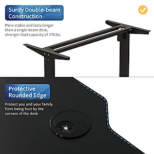 HASDWORK Electric L Shape 59 Inches Standing Desk, Height Adjustable Sit Stand Up Computer Table, Large Modern Smart Ergonomic Home Office Workstation with Splice Board Black Top + Black Frame